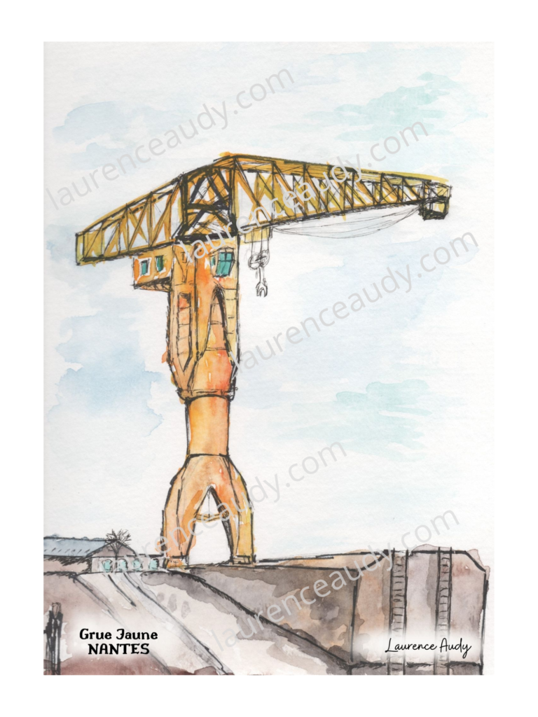 Dessin Grue Titan Nantes Impression Bois - Laurence Audy