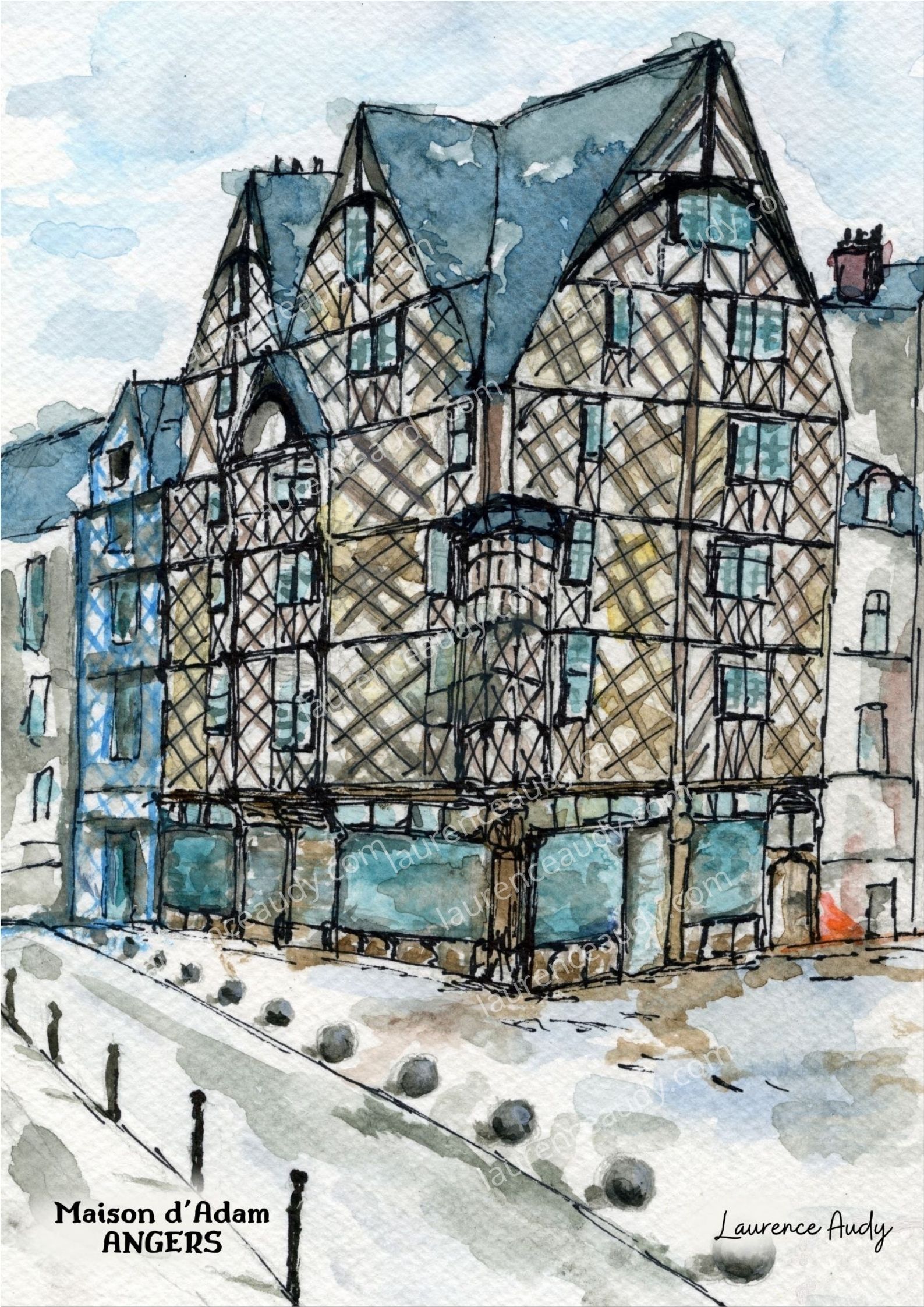 Aquarelle Maison d'Adam à Angers - Laurence Audy