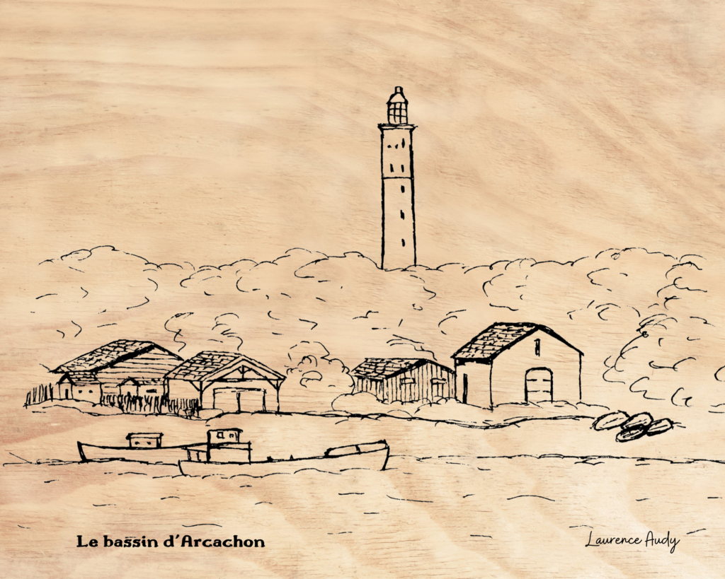 Dessin Le Bassin d'Arcachon Impression Bois - Laurence Audy