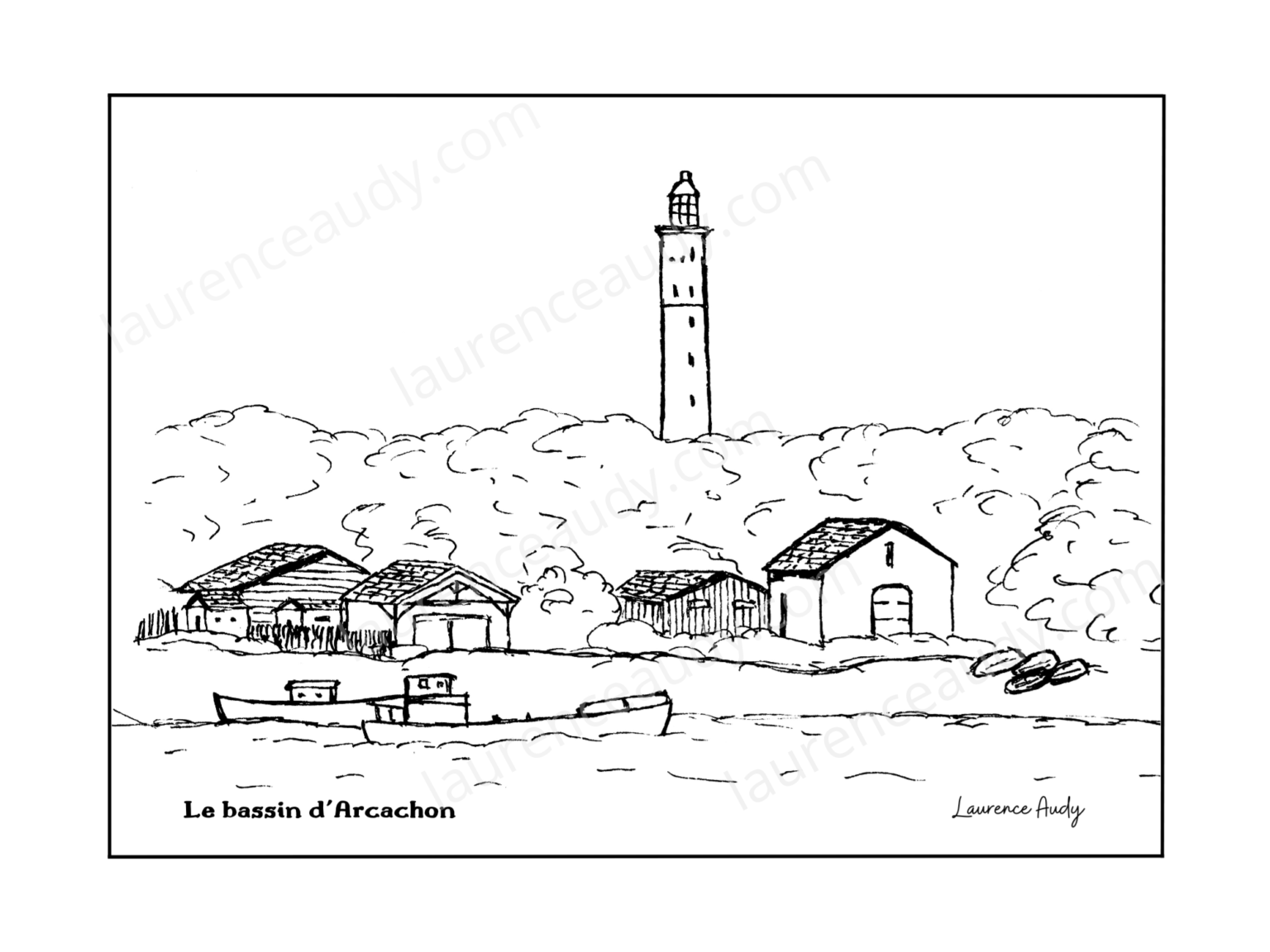 Dessin Le Bassin d'Arcachon - Laurence Audy