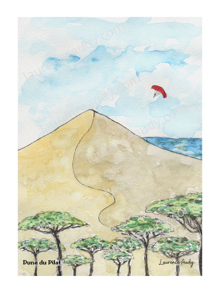 Aquarelle La Dune du Pilat La Teste - Laurence Audy