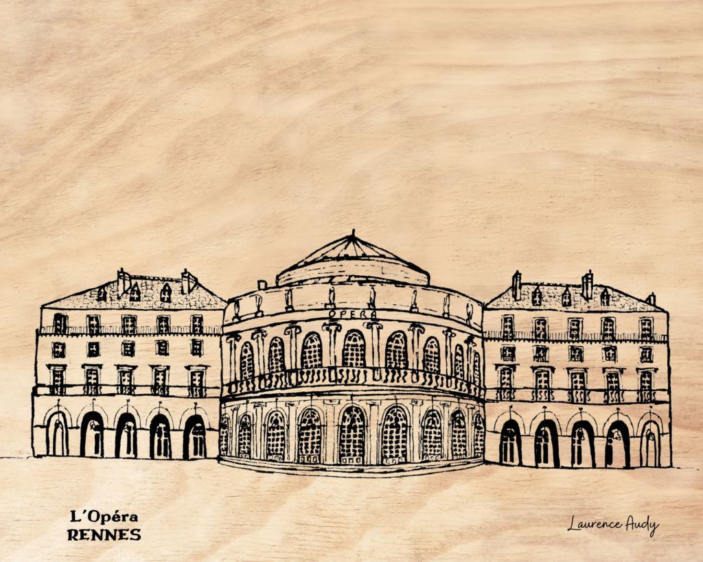 Dessin Opéra Rennes Impression Bois - Laurence Audy